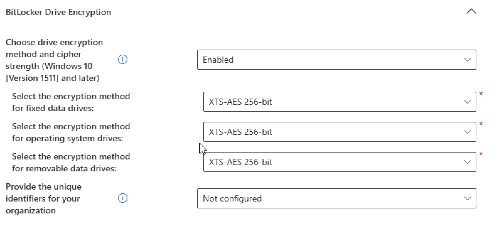 Configuring Bitlocker with Intune