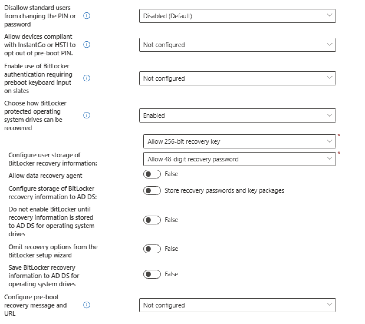 Configuring Bitlocker with Intune