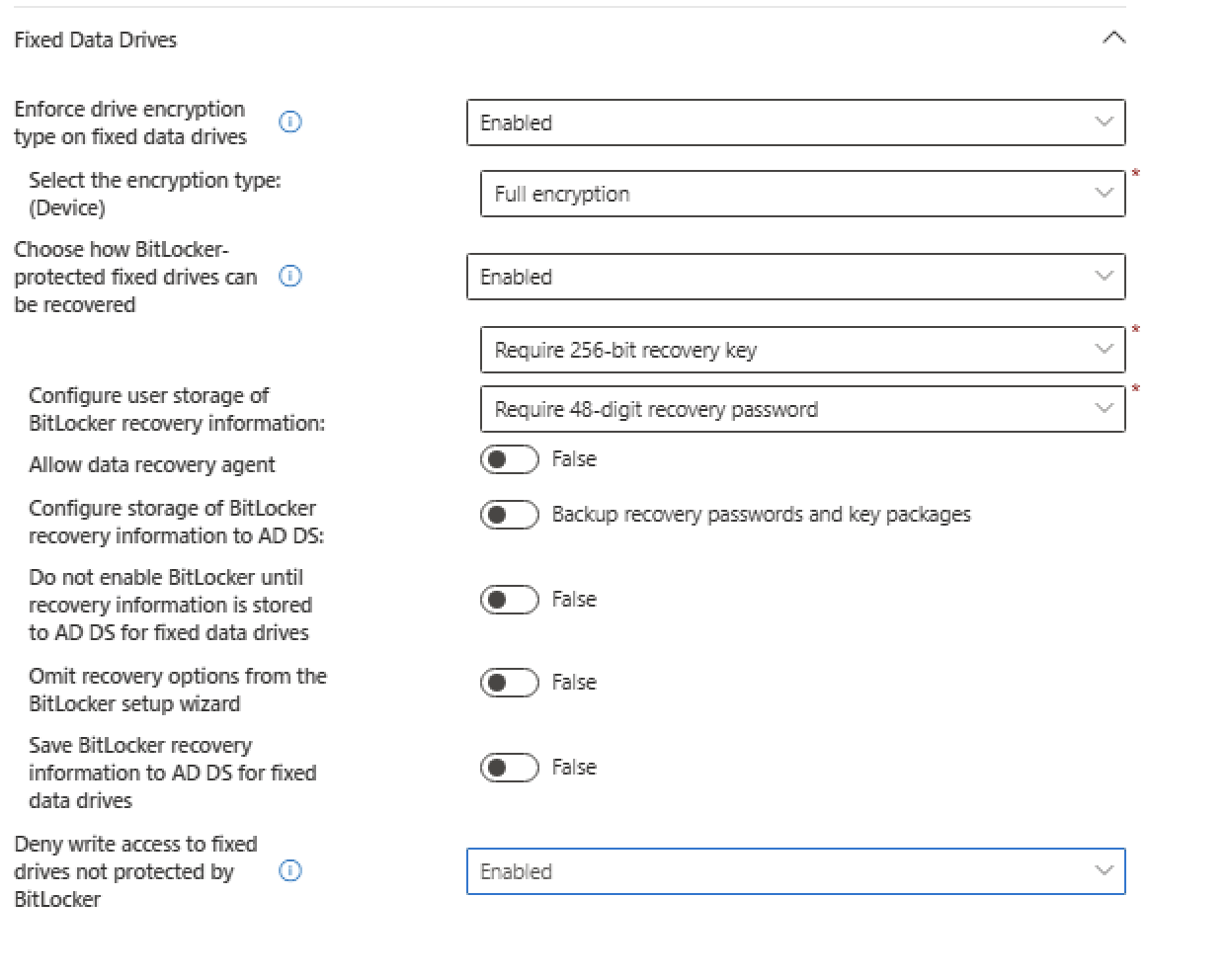 Configuring Bitlocker with Intune