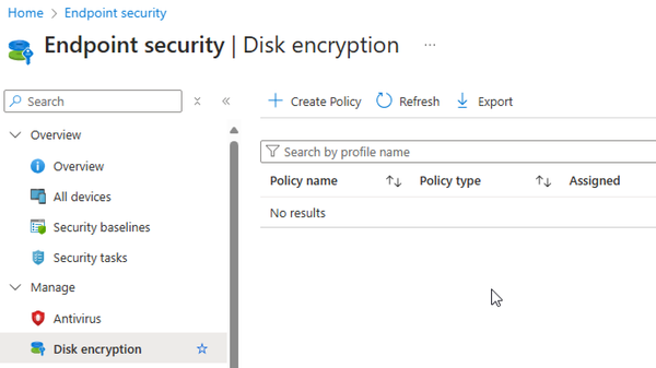 Configuring Bitlocker with Intune