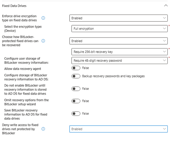 Configuring Bitlocker with Intune
